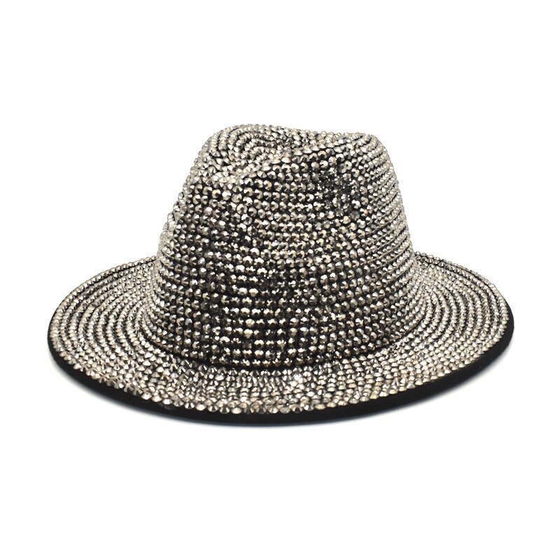 Blue Rhinestone Fedora Hat Women's Handmade Br... – Grandado
