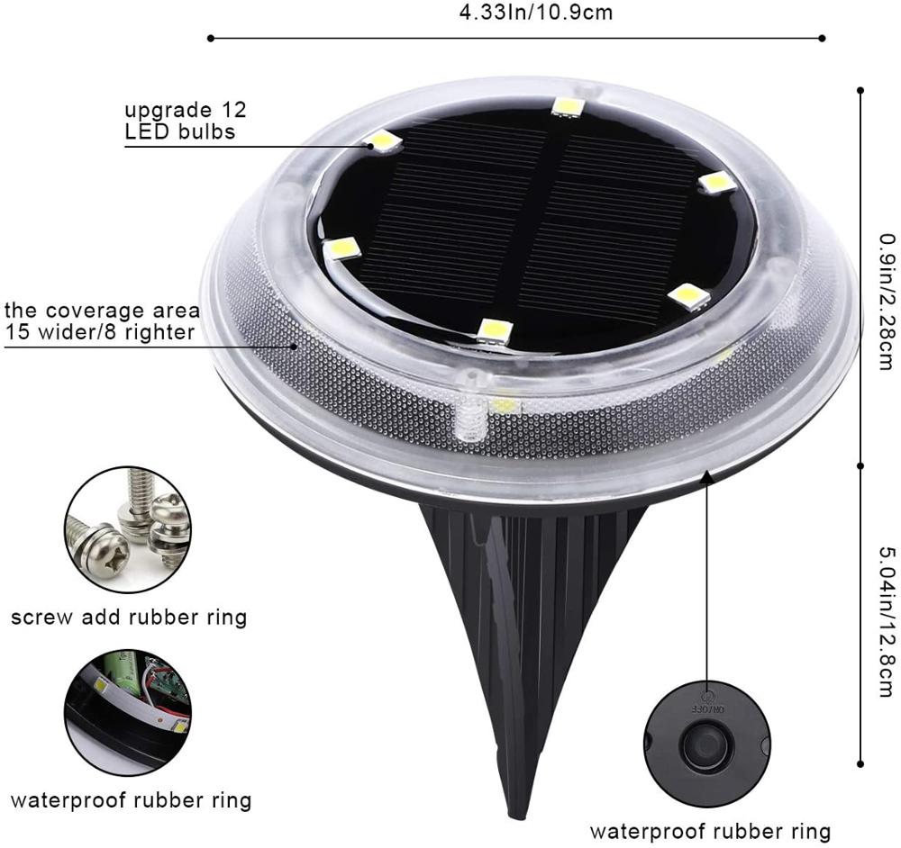 4Pack Solar Ground Lights Outdoor Solar Disk Light... – Vicedeal