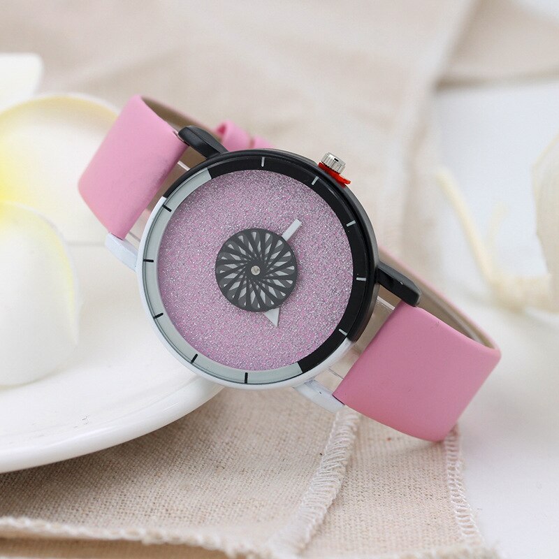 turntable second hand belt ladies watch black and ... – Vicedeal