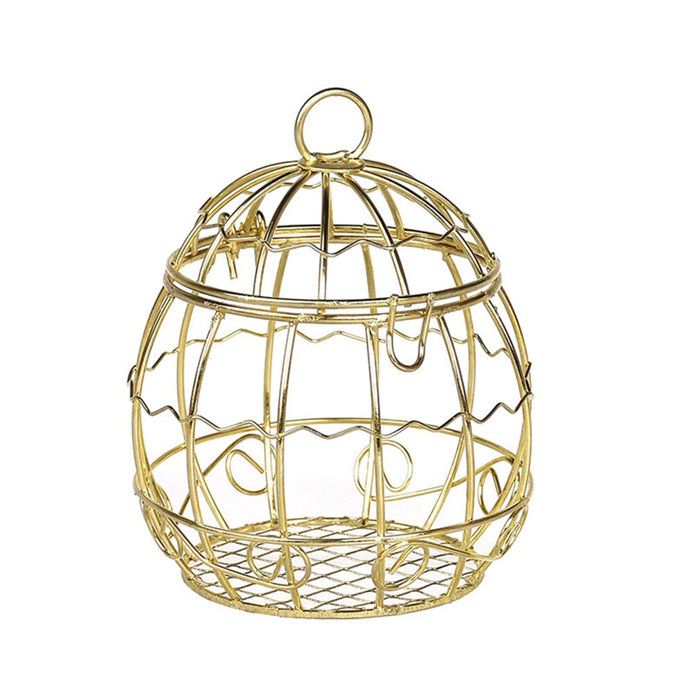 Golden Hollow Bird Cage Candy Box Wrought Iron Wed... – Grandado