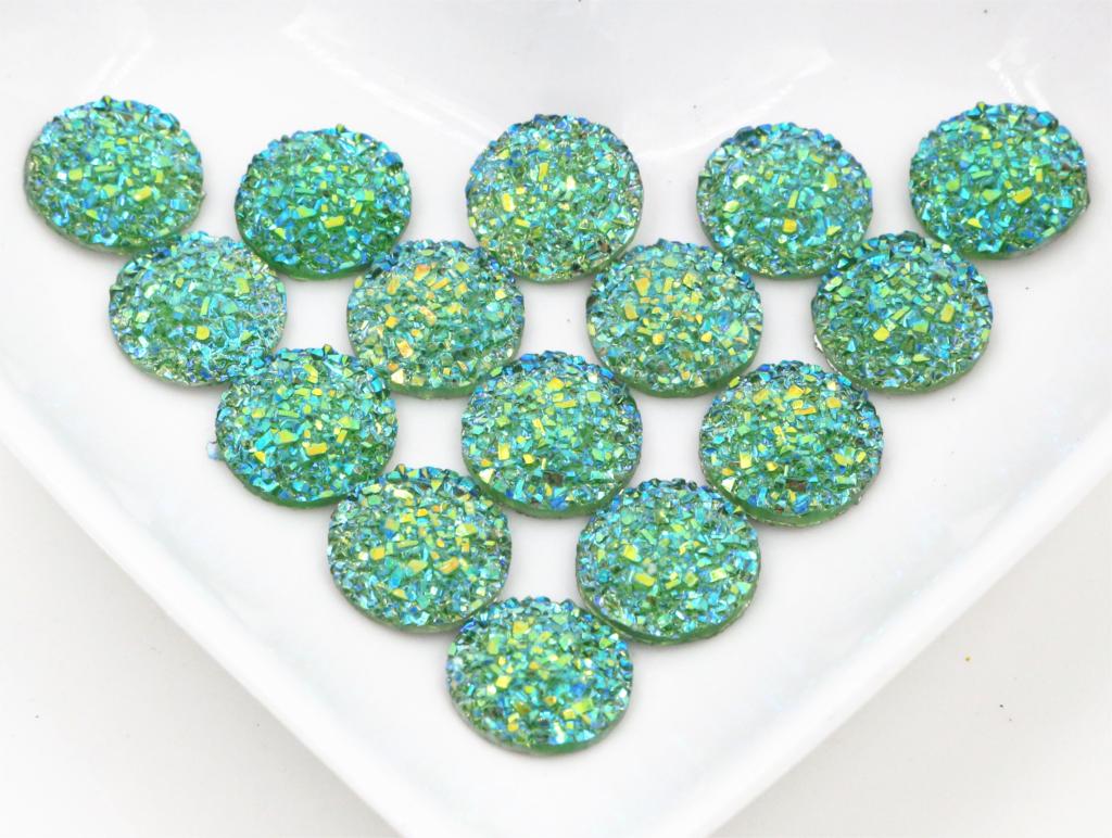 40pcs 12mm Green AB Color Flat Back Resin Flower C... – Grandado