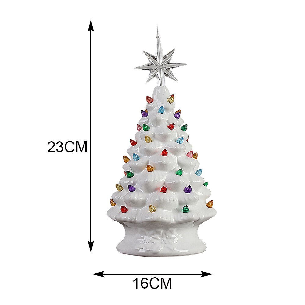 Mini Ceramic Christmas Tree with Light Desktop Dec... – Vicedeal