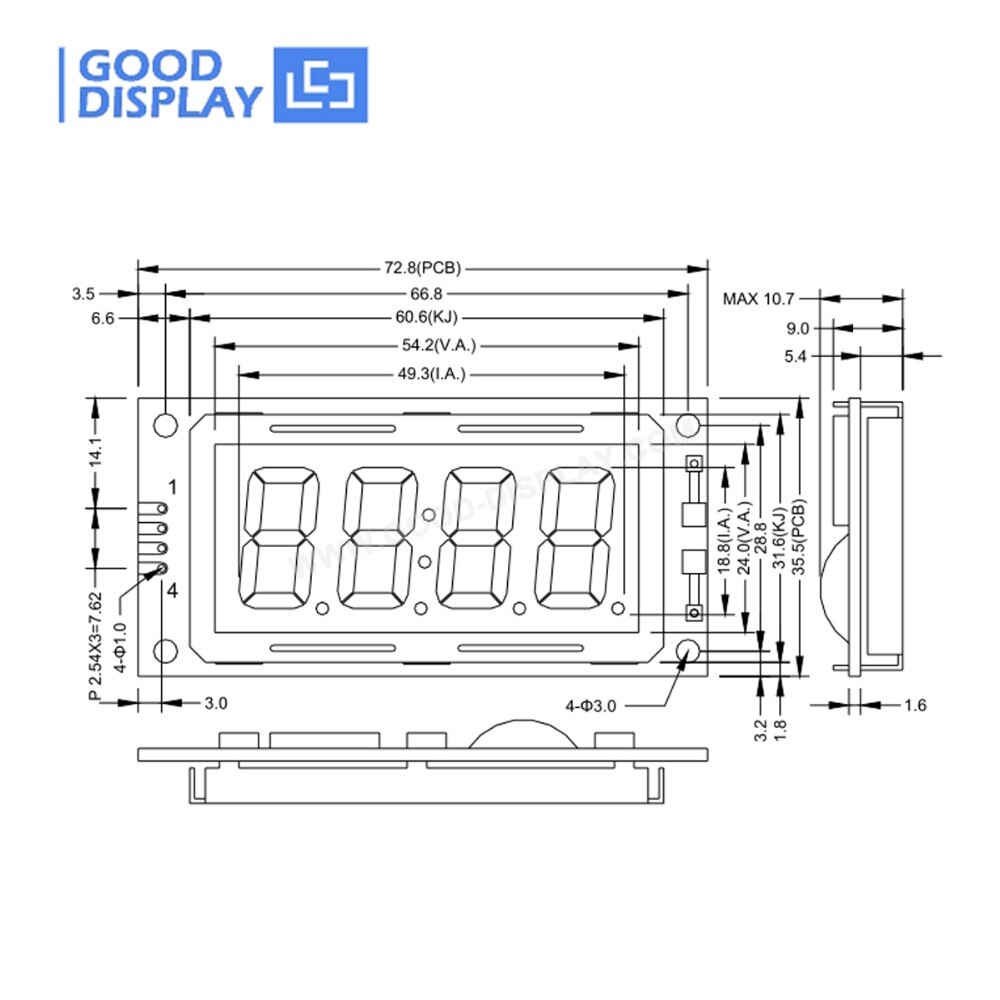 4-dígito 7-Módulo de segmento LCD – Grandado