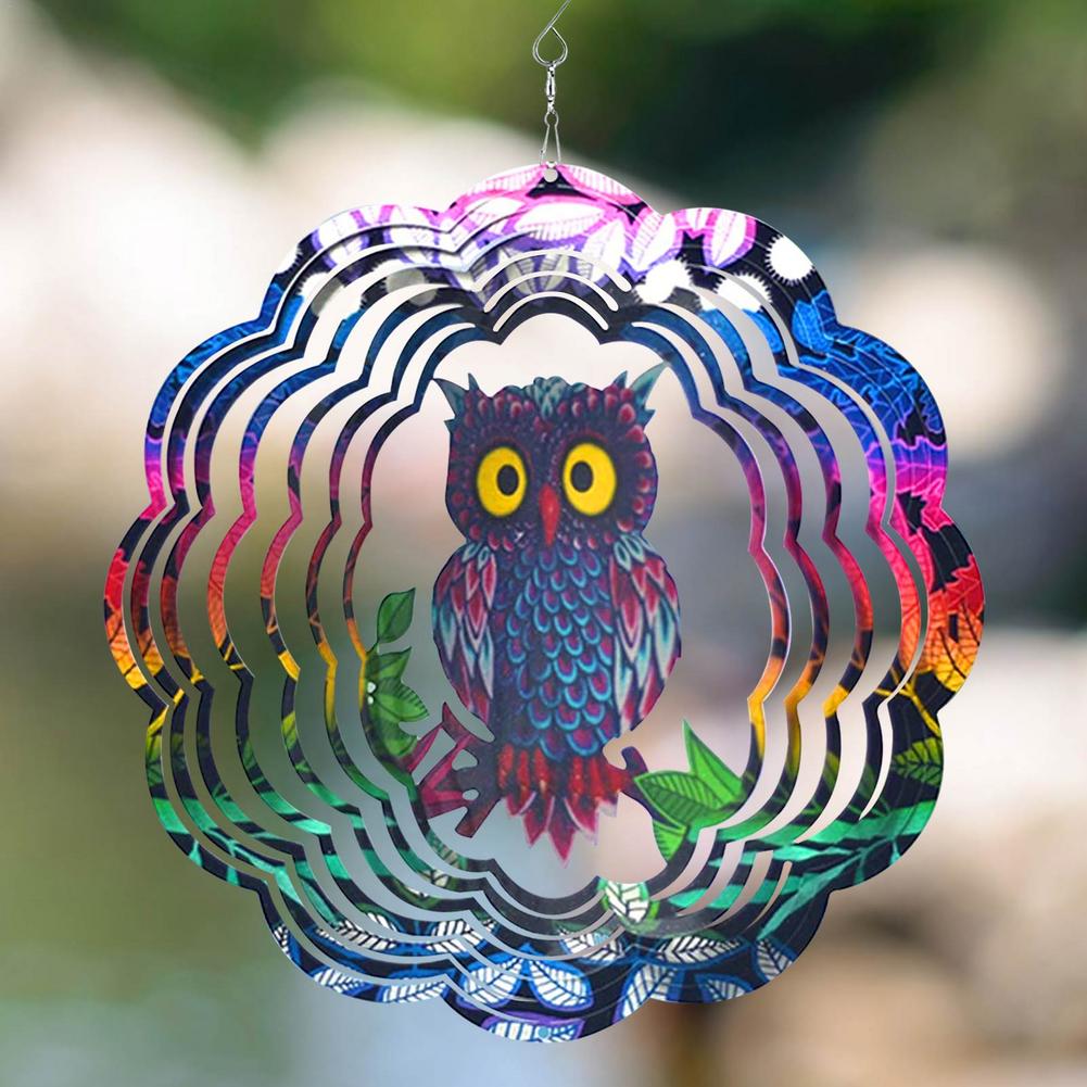 3D Painted Metal Wind Chime Geometric Owl Kinetic ... – Grandado