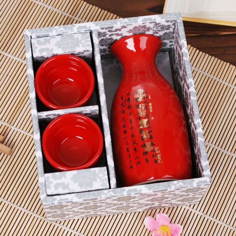 Chinese wedding red Japanese ceramic sake wineware... – Grandado