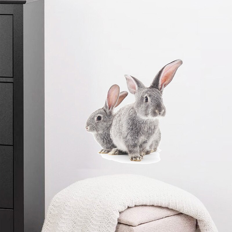 Two Little Gray Rabbits Wall Sticker Kids Room Dec... – Grandado