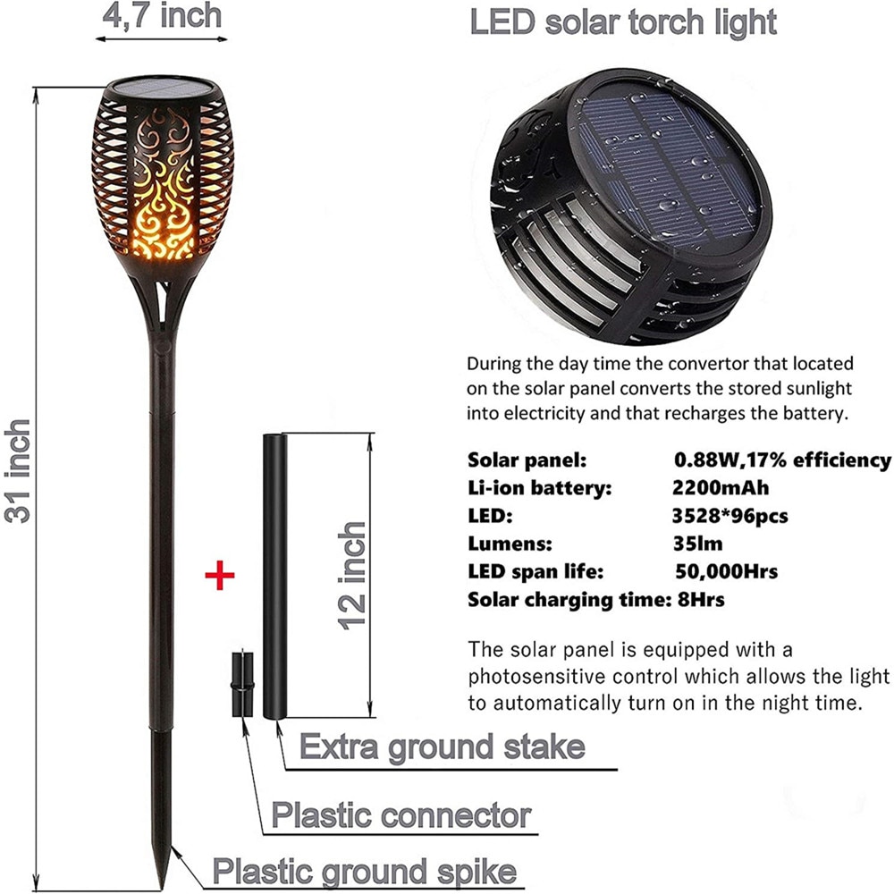 LED Solar- Flamme Lampe Flackern Solar- Landschaft... – Grandado