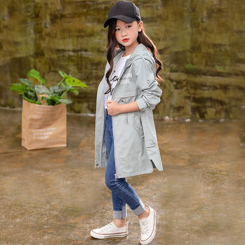 Girls Hooded Trench Coats For Girls Teenage Long W... – Grandado