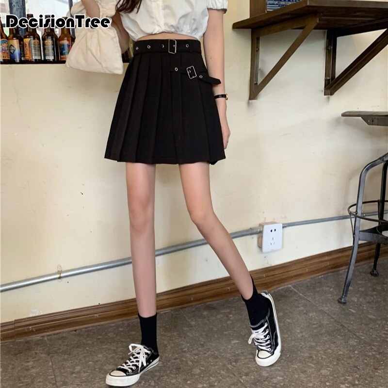 solid girl's japanese high waist pleated skirts wo... – Grandado