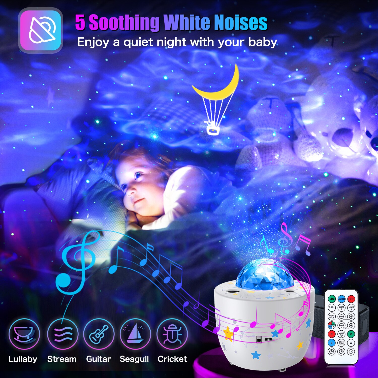Star Sky Galaxy Projektor LED Beleuchtung Rotieren... – Grandado