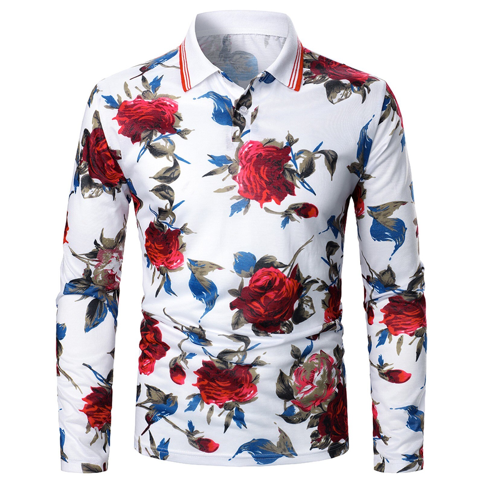 Mode Mannen Casual Fit Slim Shirt Bloemen Gedrukt ... – Grandado