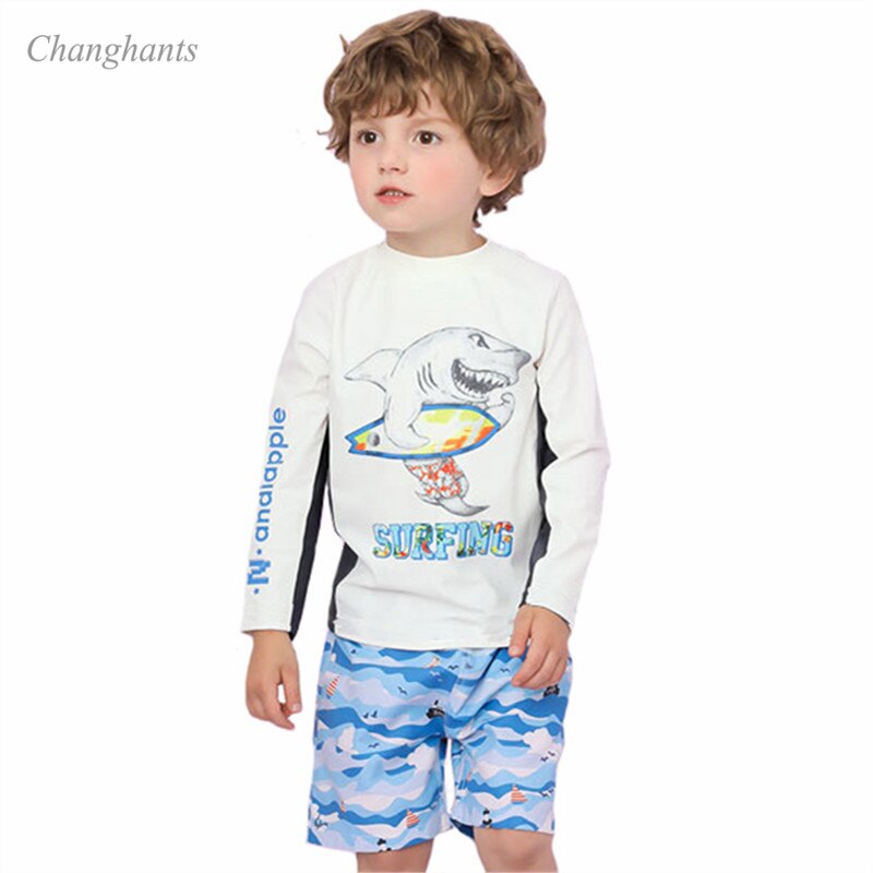 2-10Y Boys Rash Guard White Shark Children Two Pie... – Vicedeal