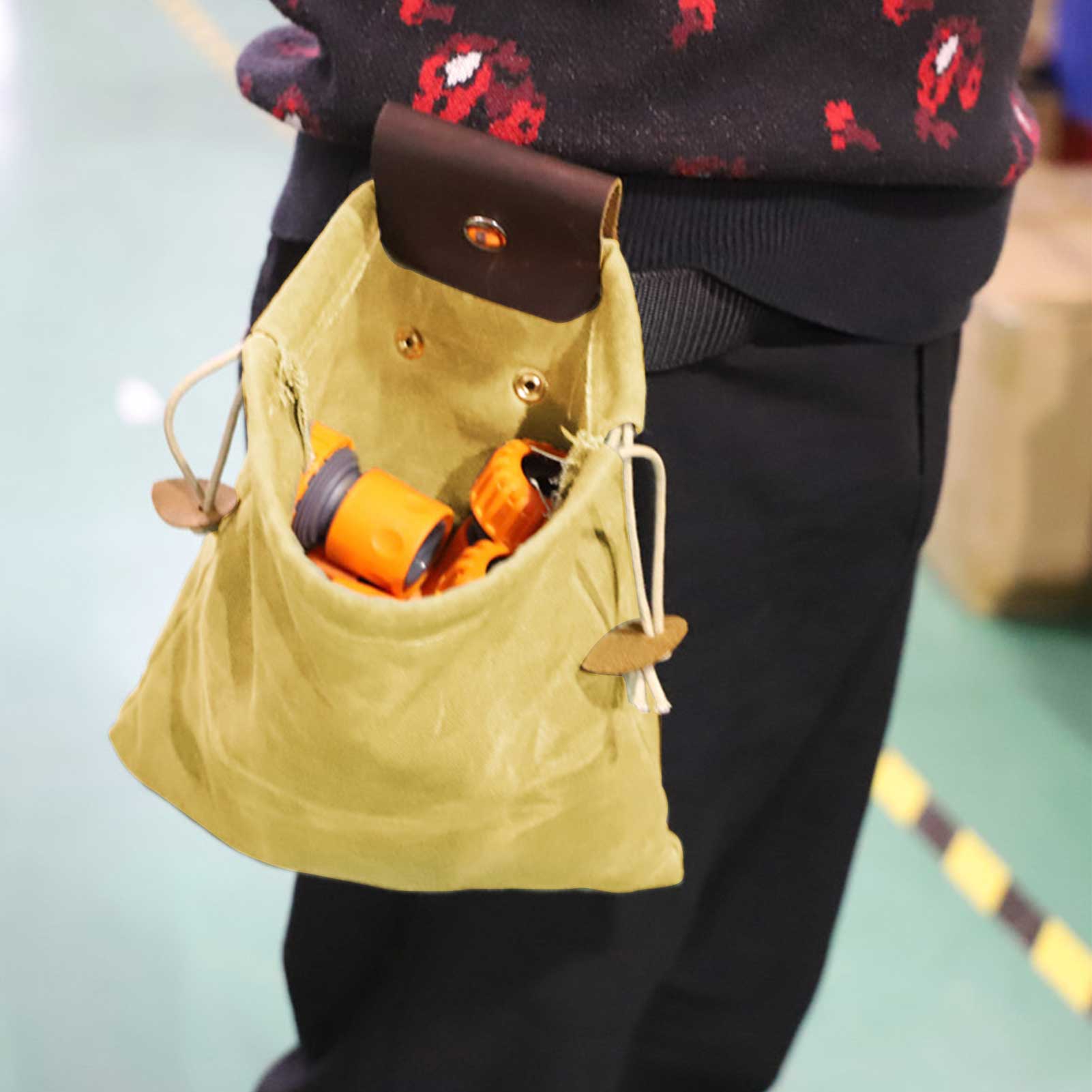 Leather Canvas Bag Canvas Foraging Pouch For Hikin... – Grandado