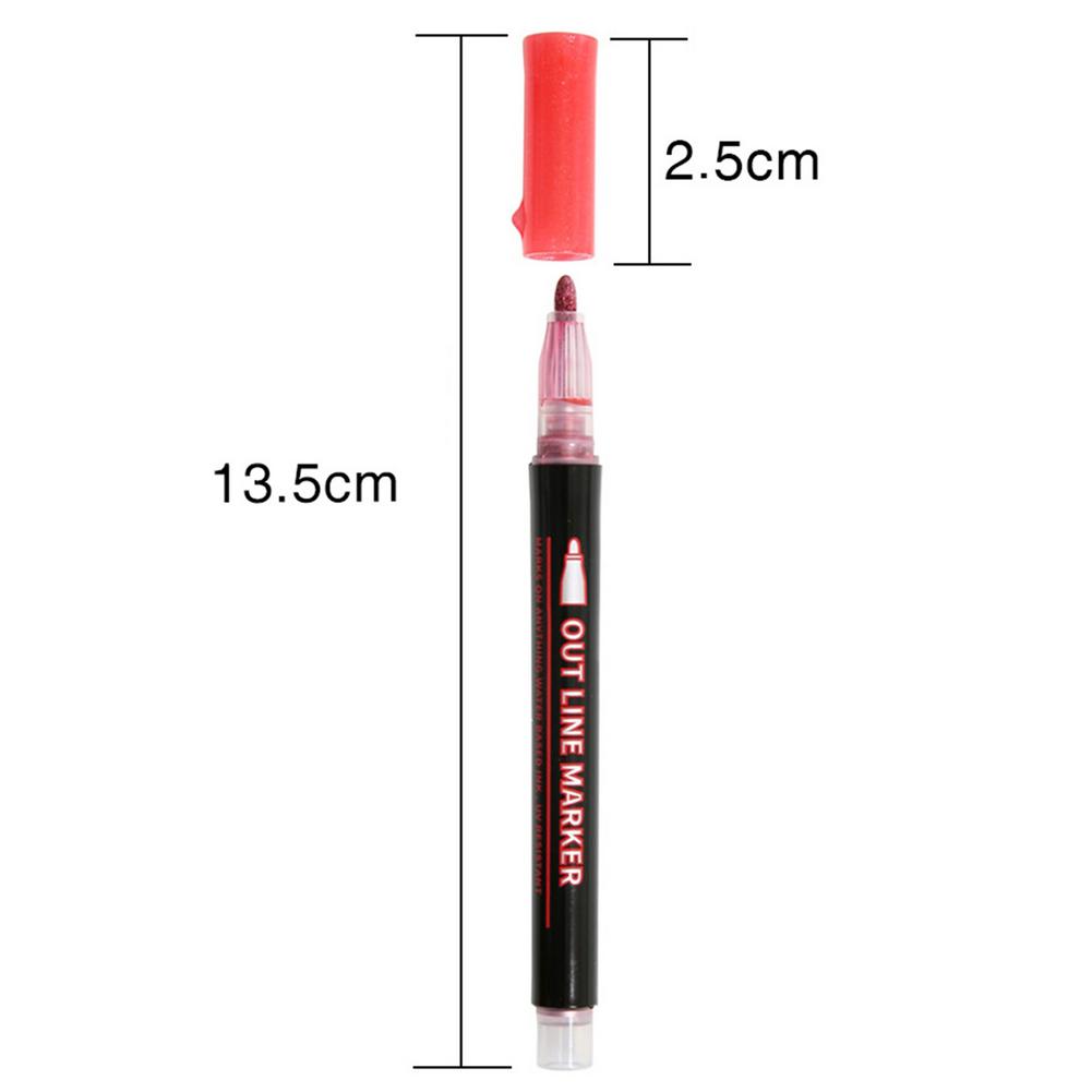 12 Colors Metallic Marker Outline Pen Glitter Colo... – Grandado
