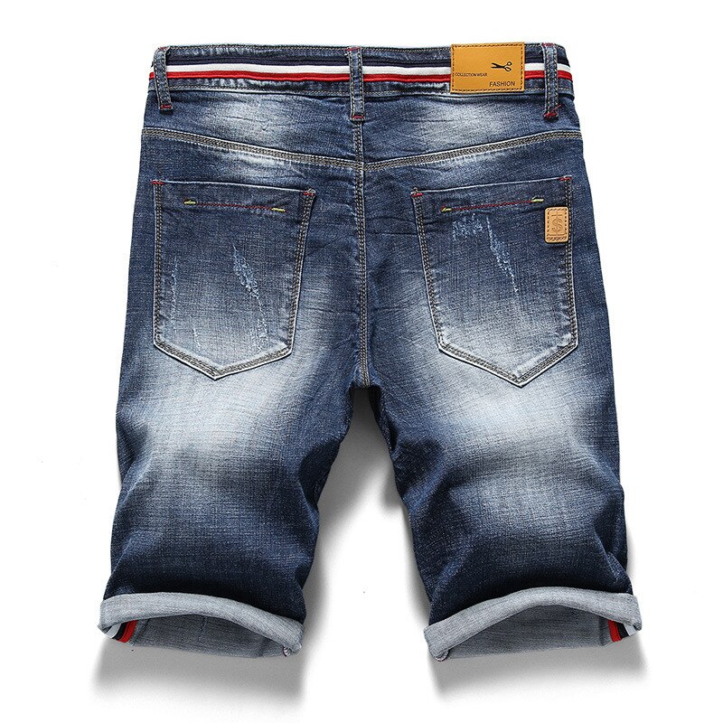 Summer Men's Stretch Ripped Short Jeans Casual Sli... – Grandado