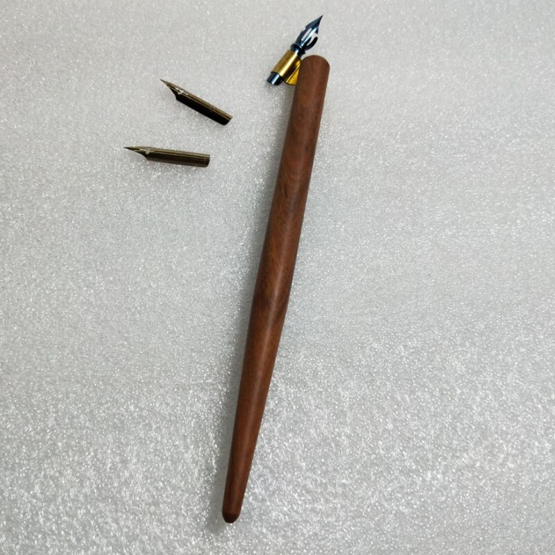 Rosewood Oblique Calligraphy Dip Pen with 1 Pen Ho... – Vicedeal