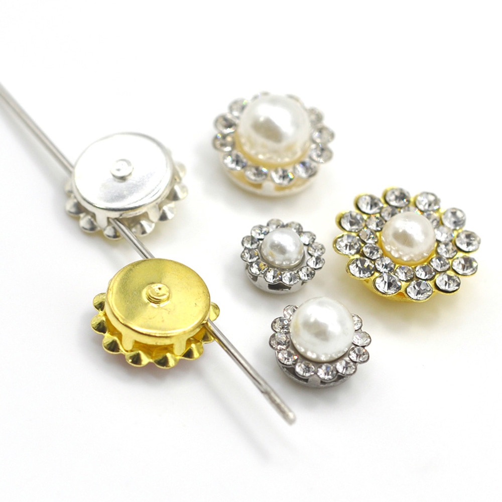 20 stk perle rhinestone guld / sliver base syning ... – Grandado