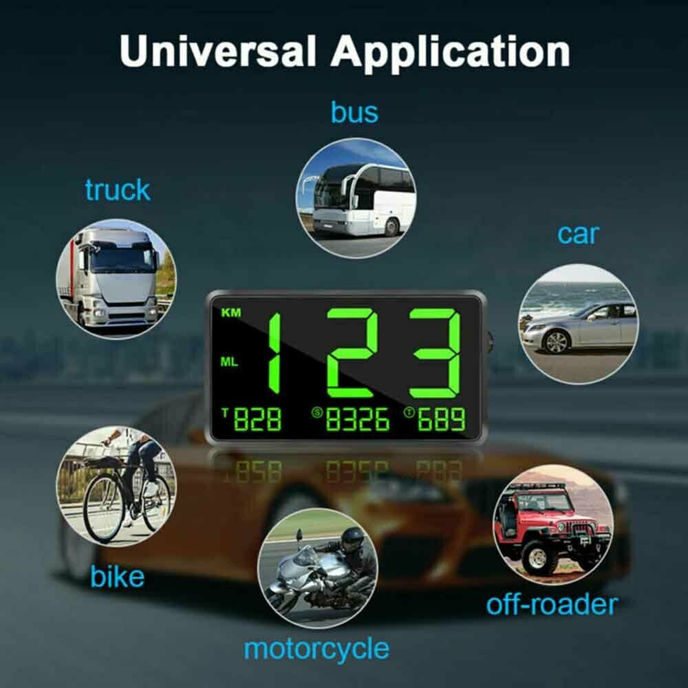 Digital GPS Speedometer HUD MPH / KM/h Overspeed W... – Grandado