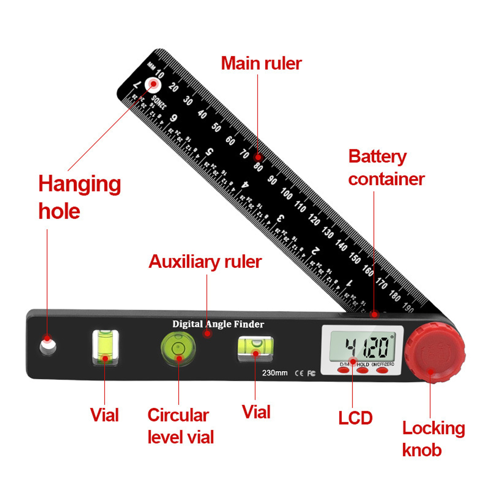 230mm Balance Ruler Digital Angle Inclinometer Ang... – Vicedeal