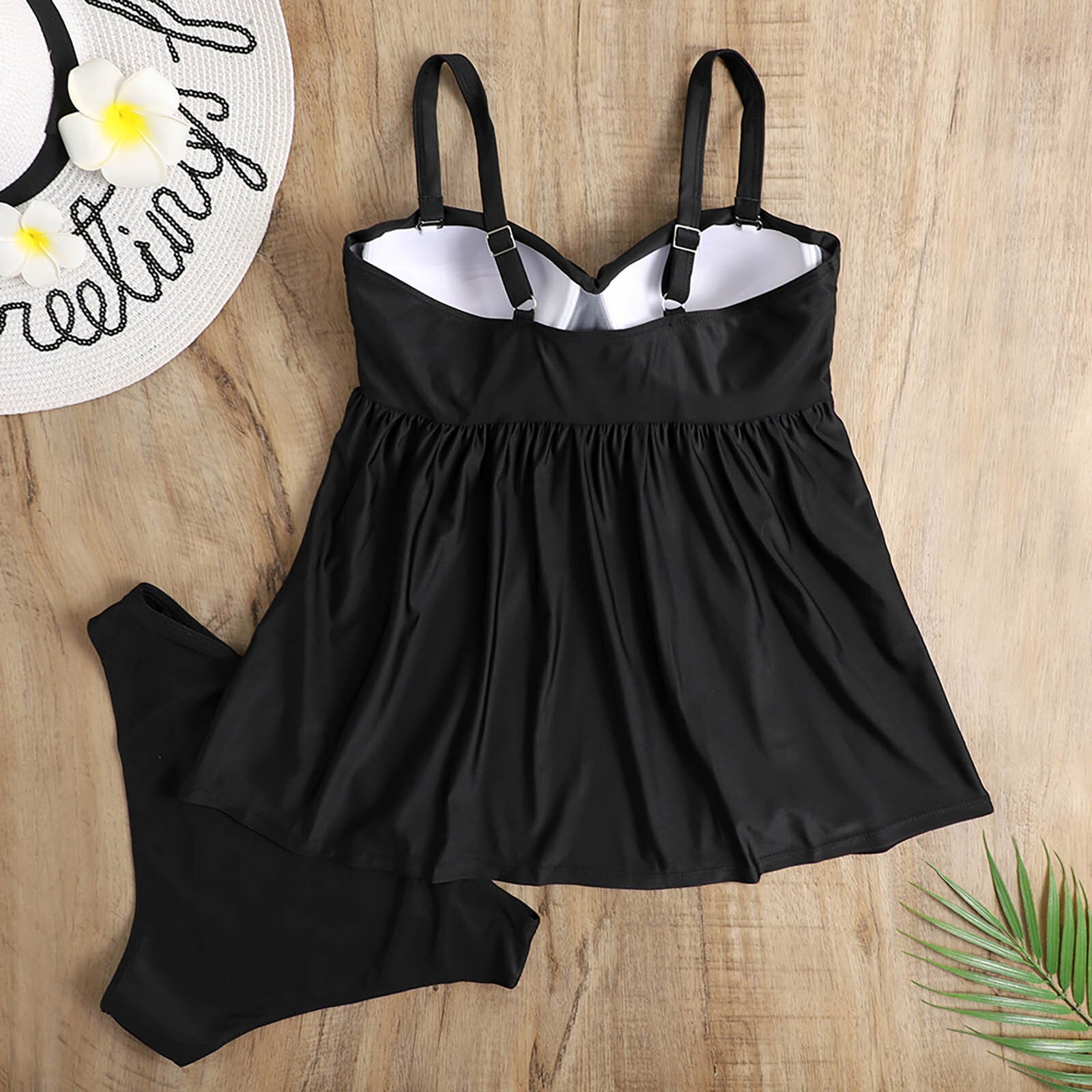 Summer Beach Tankini Women's Plus Size Solid Color... – Vicedeal