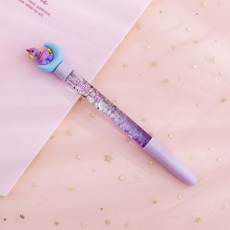 Kawaii Maan Eenhoorn Liquid Quicksand Gel Pen Neut... – Grandado