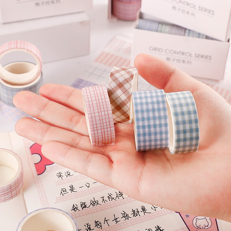6 Pcs Cute Grid Masking Tape Set Stickers Scrapboo... – Grandado