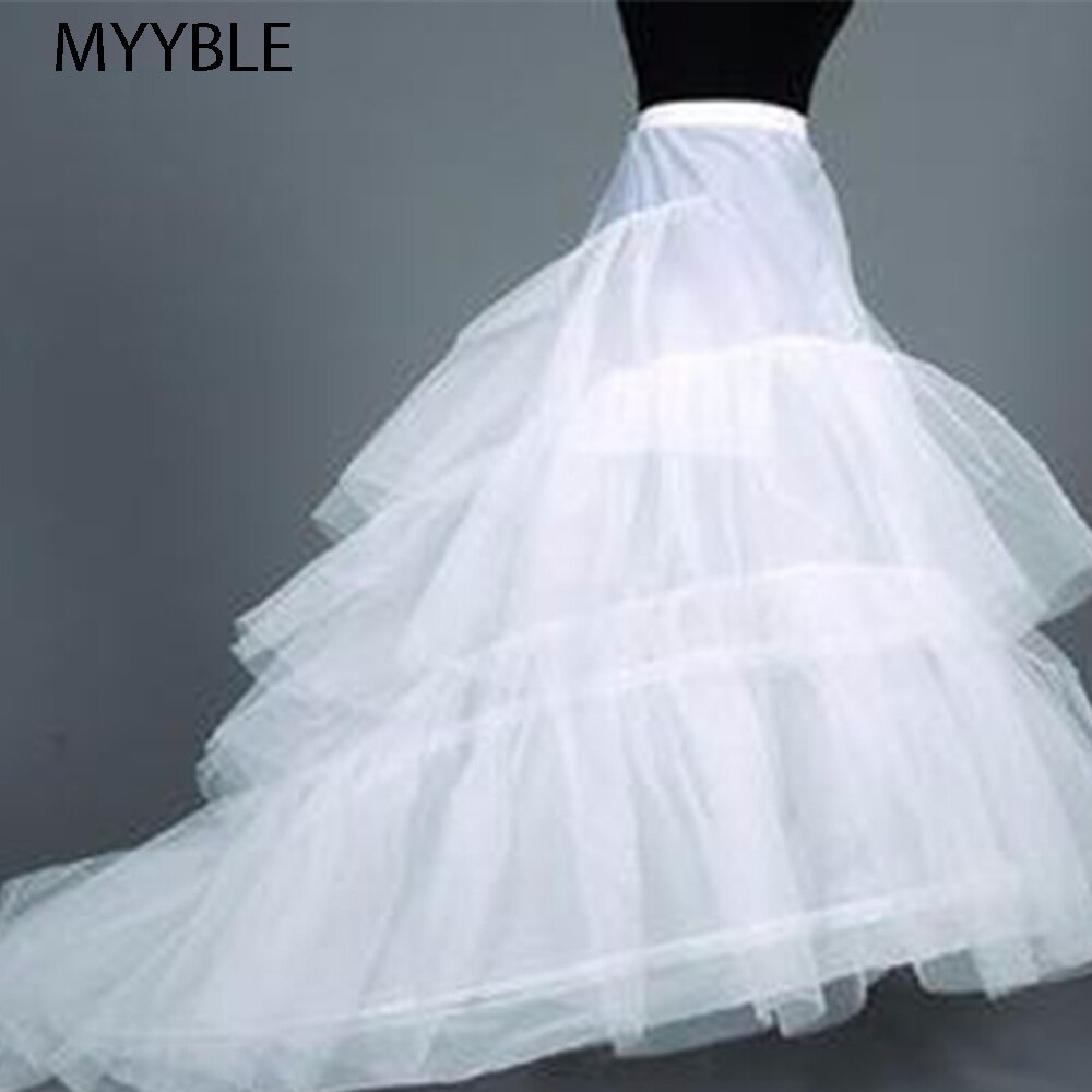 White Petticoat Train Crinoline Underskirt 3-Layer... – Vicedeal