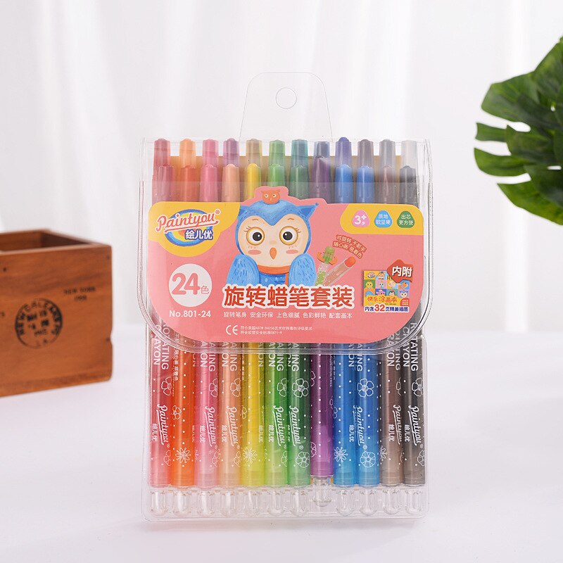 Extended rotating crayon gel crayons 24 colors set... – Grandado