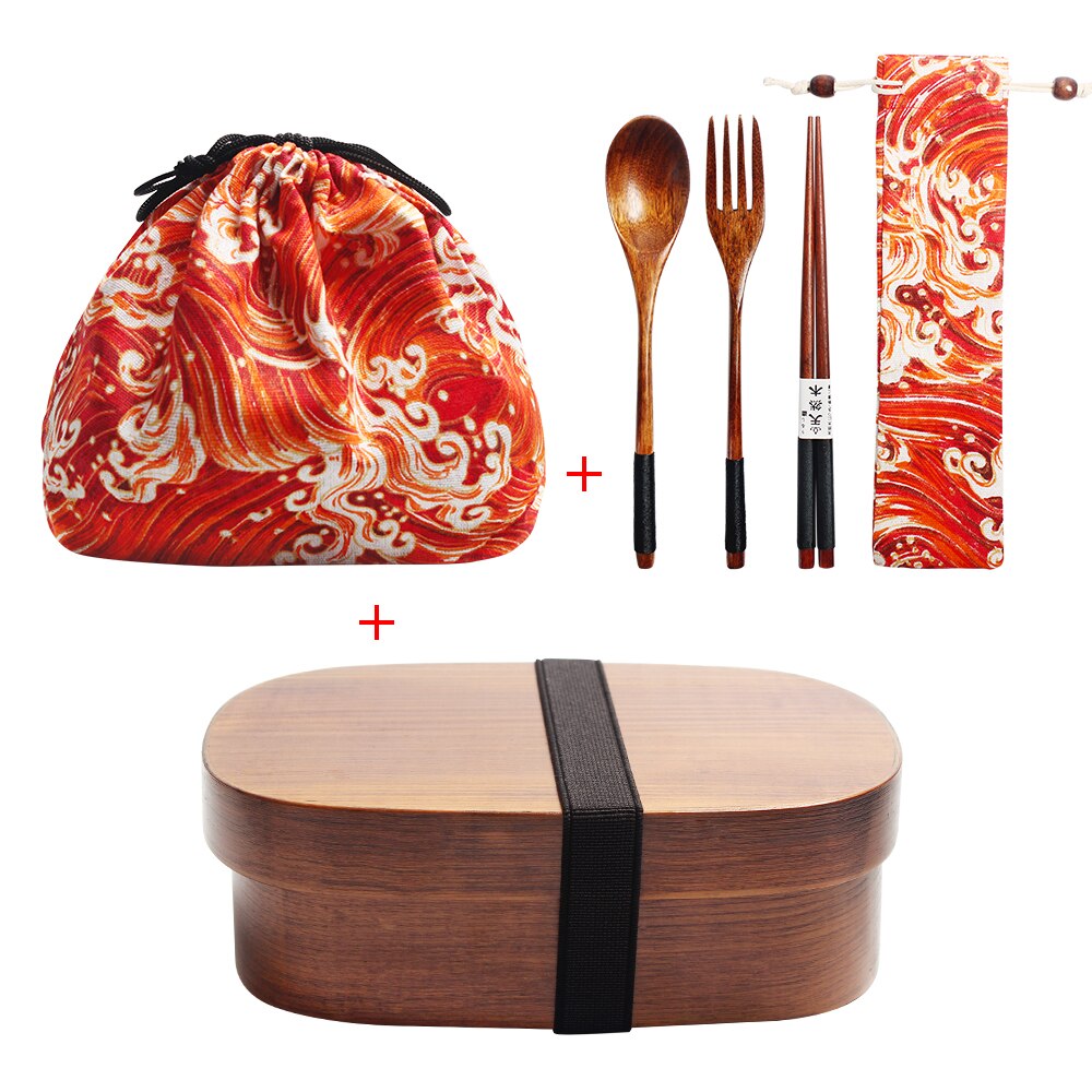 Japanese Wooden Lunch Box Set Single Layer Sushi B... – Vicedeal