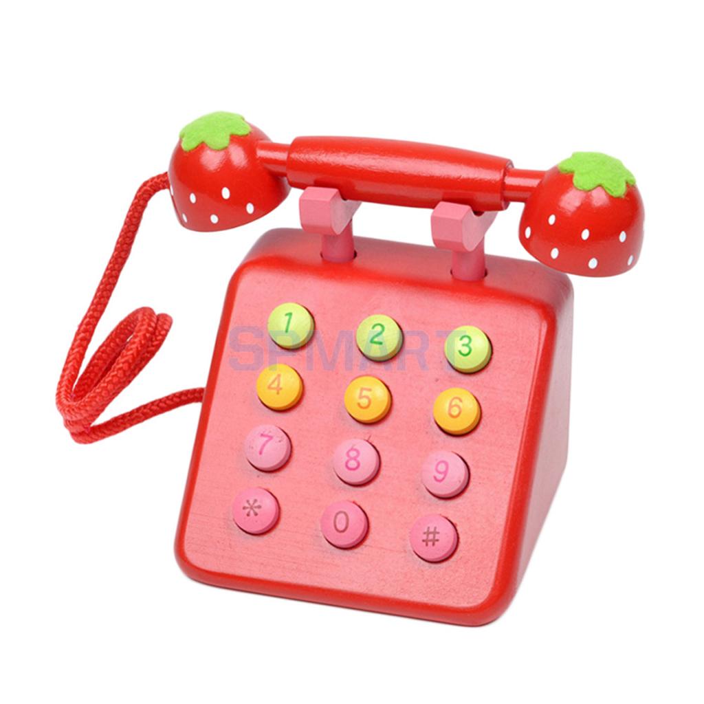 Cute Wooden Red Telephone Pretend Play Toy Learnin... – Vicedeal