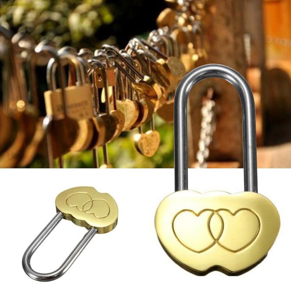 Padlock Love Lock Engraved Double Heart Valentines... – Grandado