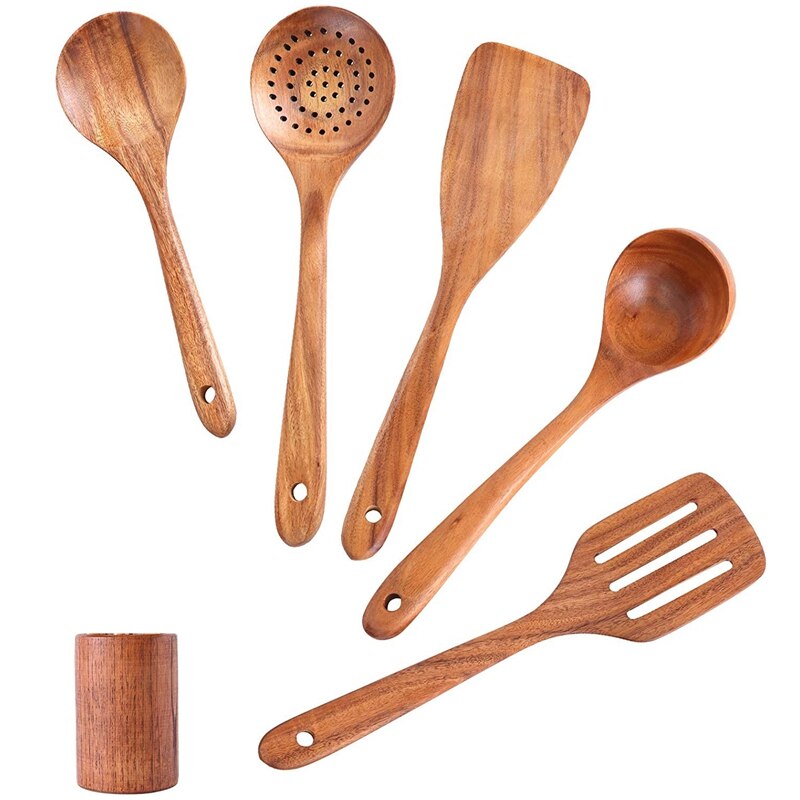 Wooden Spoons for Cooking 6 Pack Wooden Utensils f... – Vicedeal