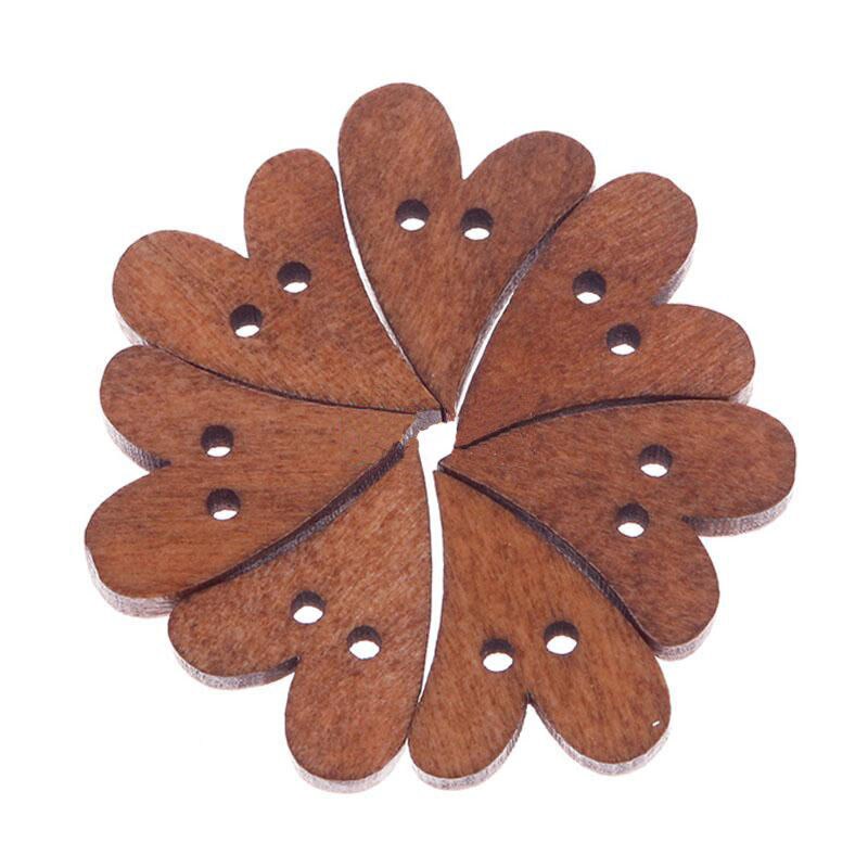 Sewing Buttons Heart Shape Wooden Buttons Craft Sc... – Vicedeal