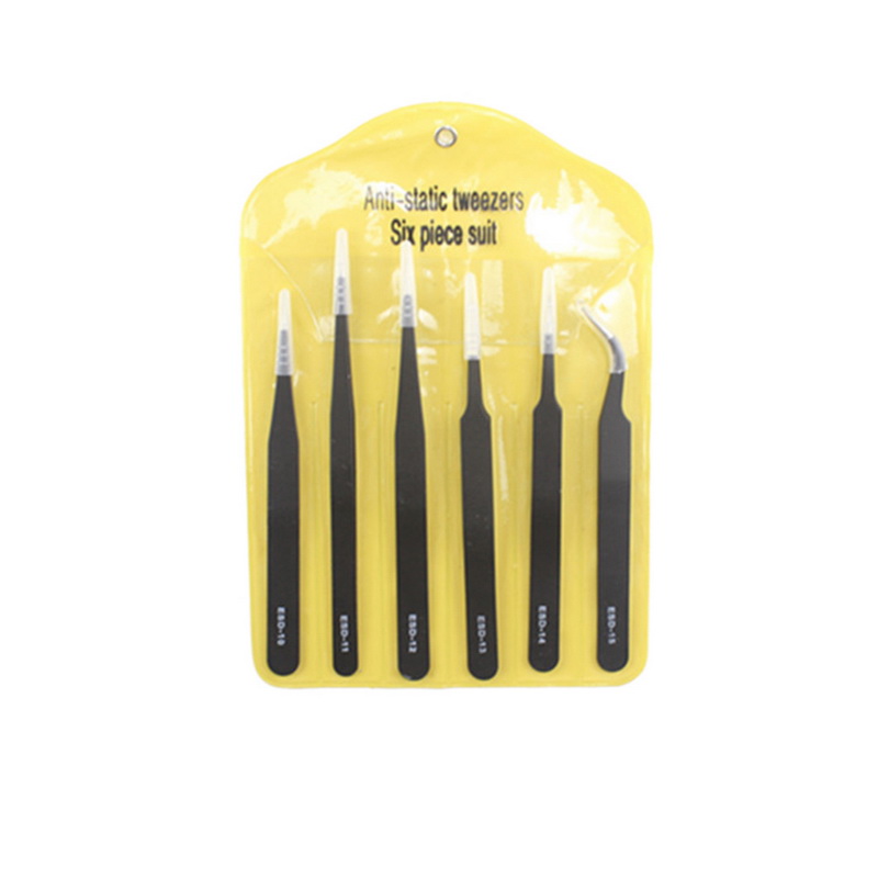 6 Pcs ESD Anti-Static Tweezers Set Stainless Steel... – Grandado