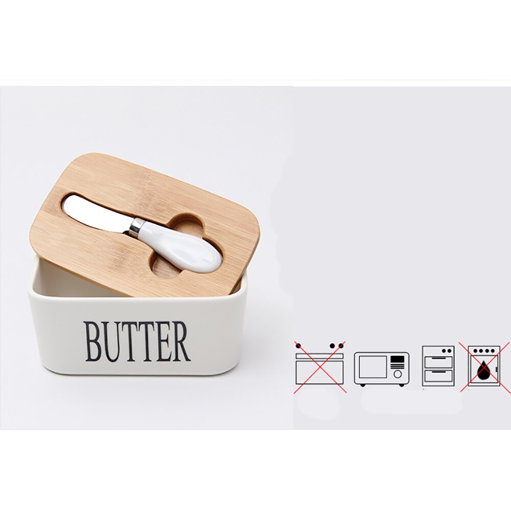 Butter Sealing Plate Ceramic Butter Box Wood Cover... – Grandado