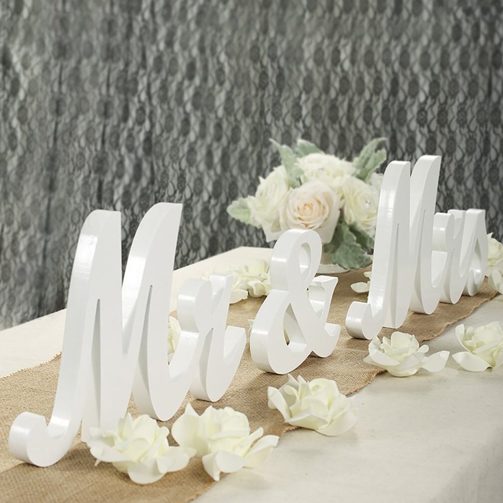 White Mr And Mrs Sign Sweetheart Wedding Signs Woo... – Grandado