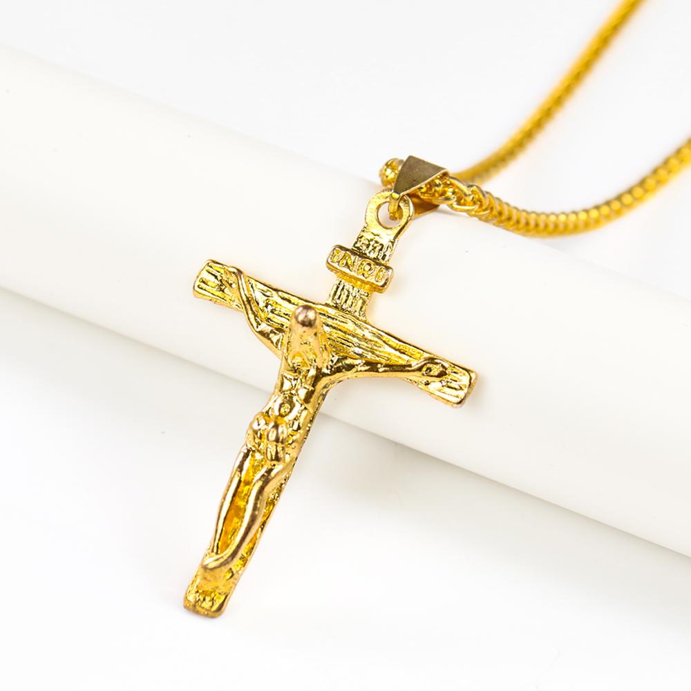 Religious Jesus Cross Necklace Christ Crucifix Gol... – Grandado