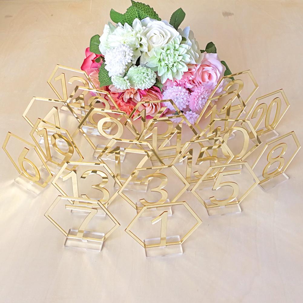 Hexagon Table Number Signs for Wedding Party Decor... – Grandado