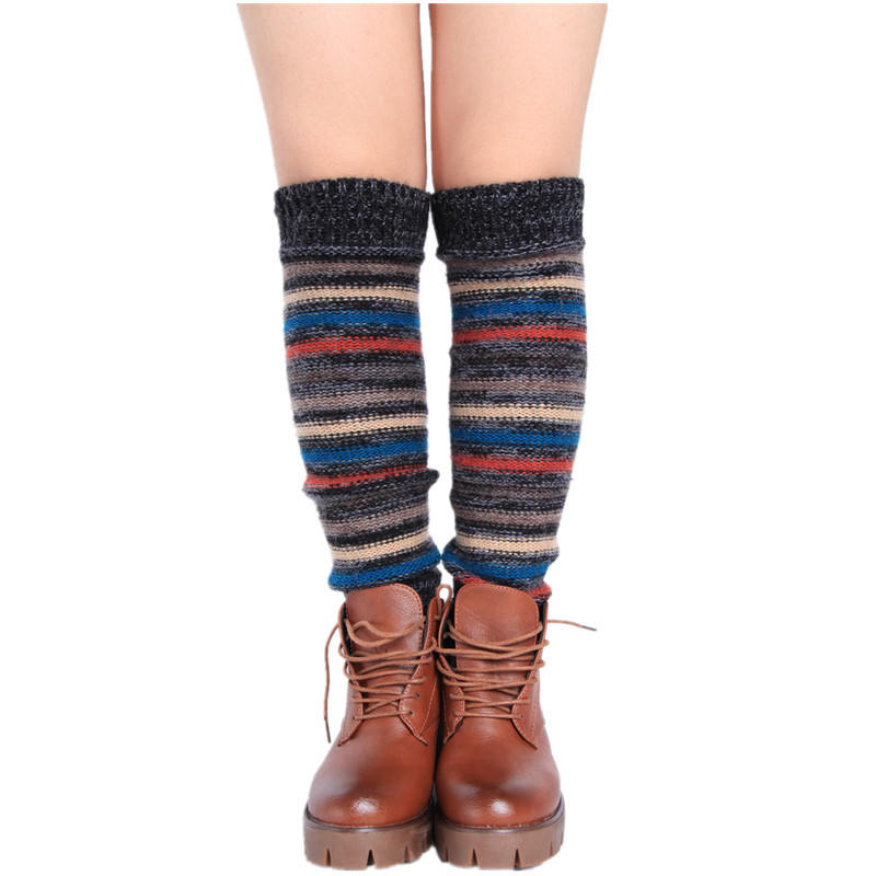 1 Pair Women Kniting Leg Warmer Thermal Striped Cr... – Vicedeal