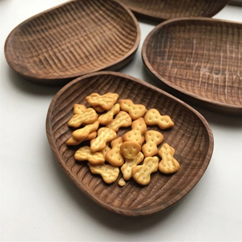 Black Walnut Wood Pan Plates Tea Dessert Dinner Br... – Vicedeal