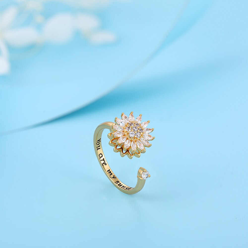 You Are My Sunshine Sunflower Spinner Ring Rotate ... – Grandado