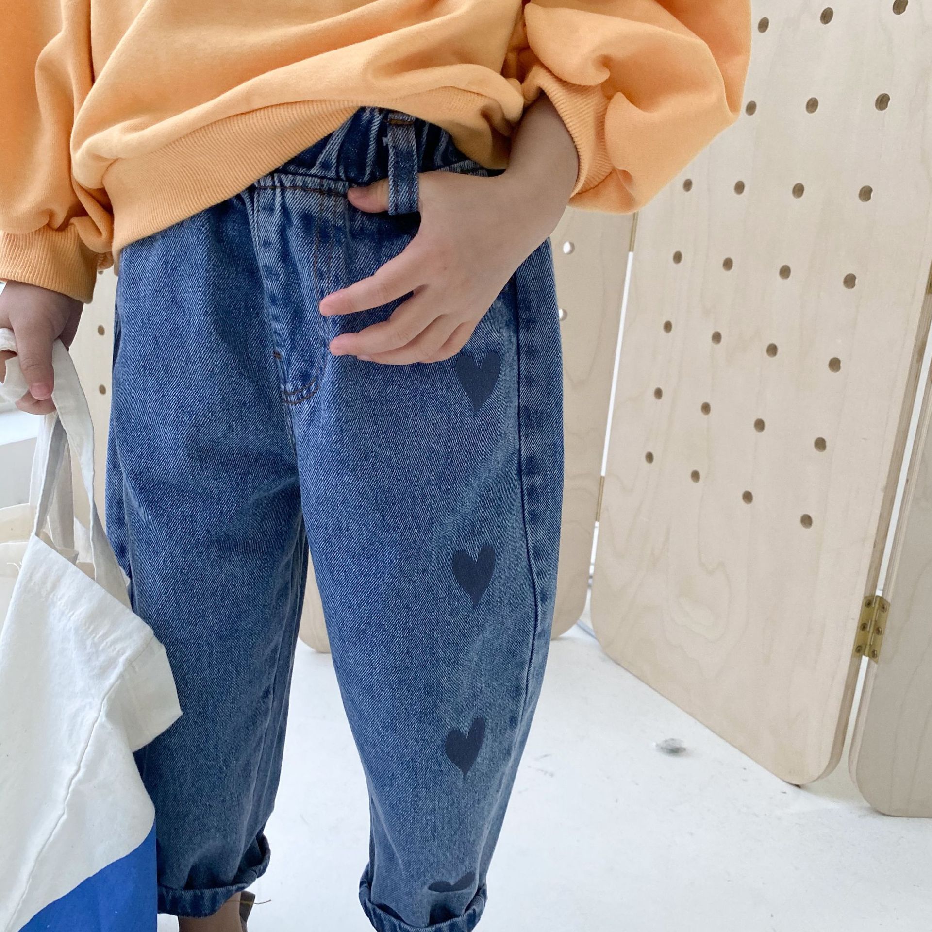 Spring Girls Korean Pants Kids Heart Jeans Girls J... – Grandado