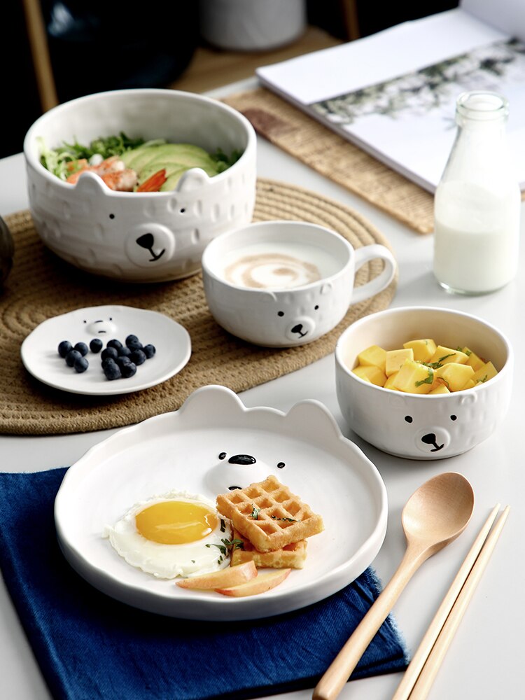 Ceramic Cartoon Plate Tableware Set Cute Girl Hear... – Vicedeal