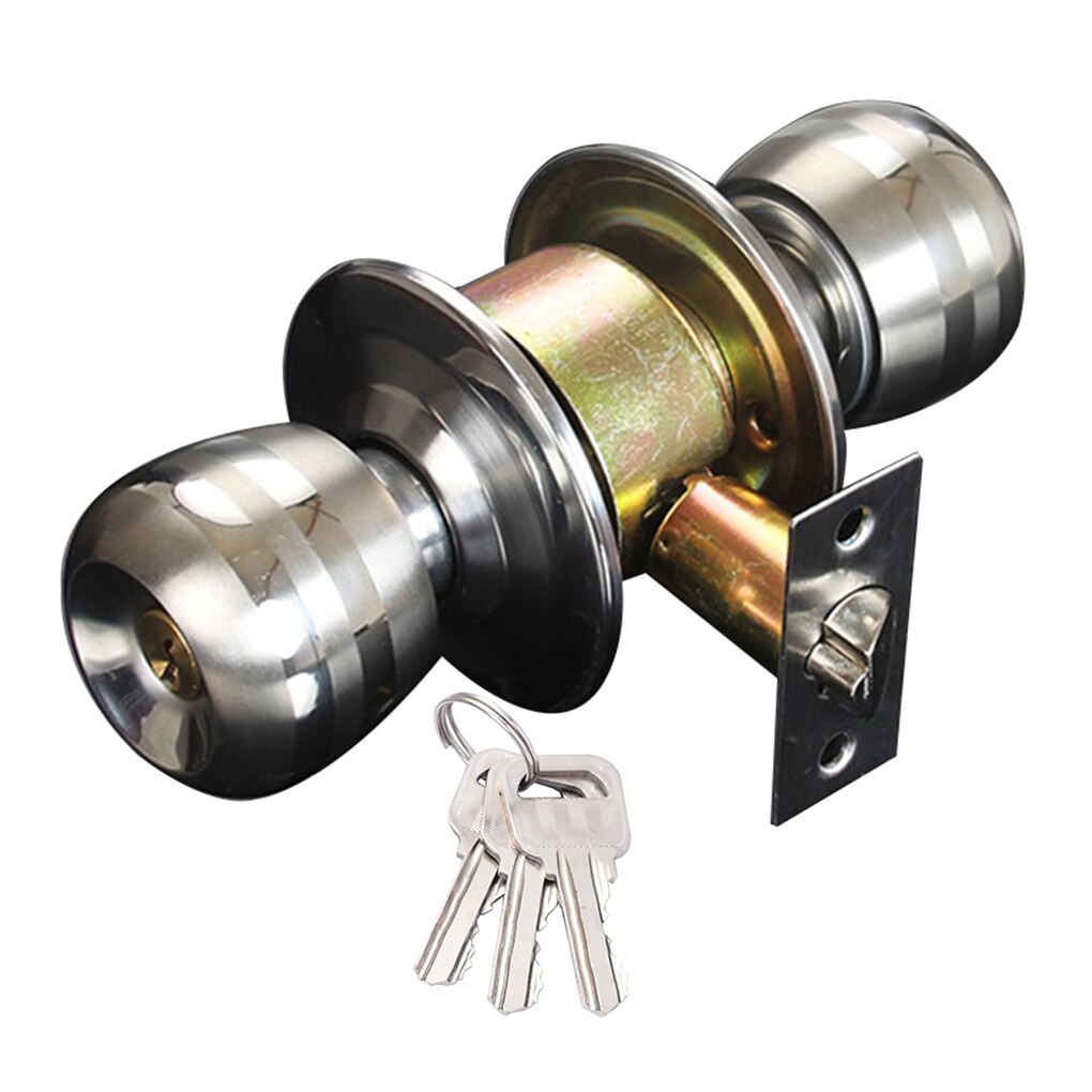 Round Door Handle Knobs Lock Stainless Steel Bedro... – Grandado