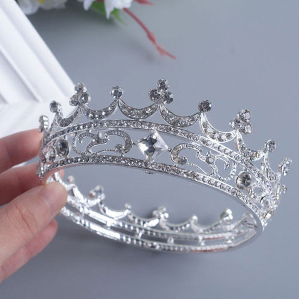 Vintage Baroque Queen King Bride Tiara Crown For W... – Vicedeal