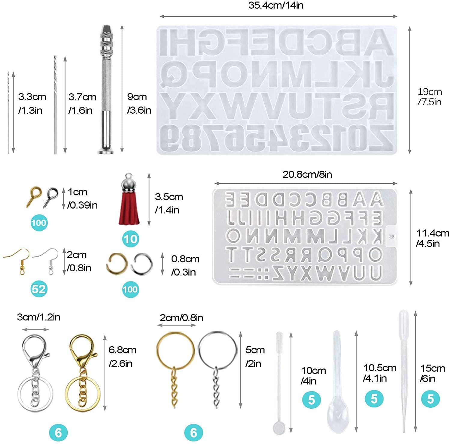 294PCS DIY Alphabet Number Silicone Mold Kit Epoxy... – Vicedeal