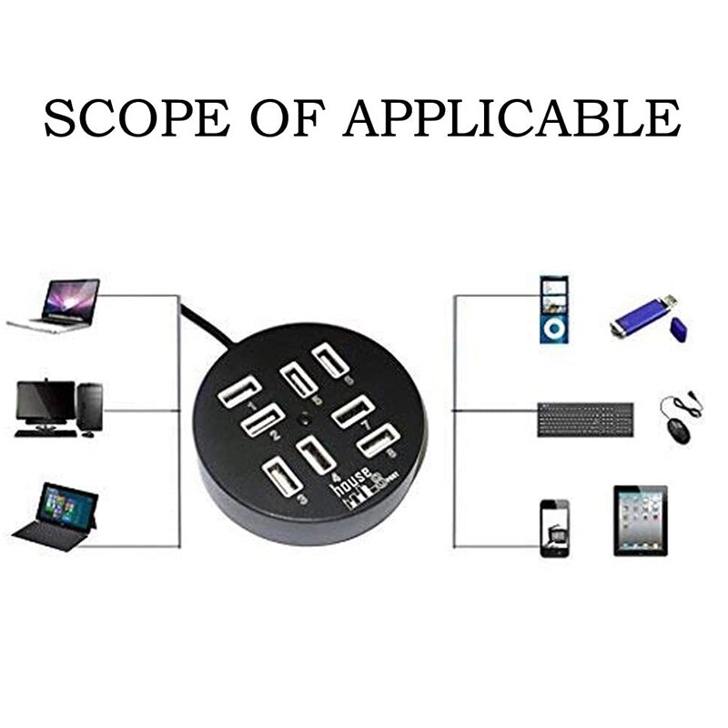 USB HUB 2.0 Round 8-Port Splitter High-Speed Hub U... – Vicedeal