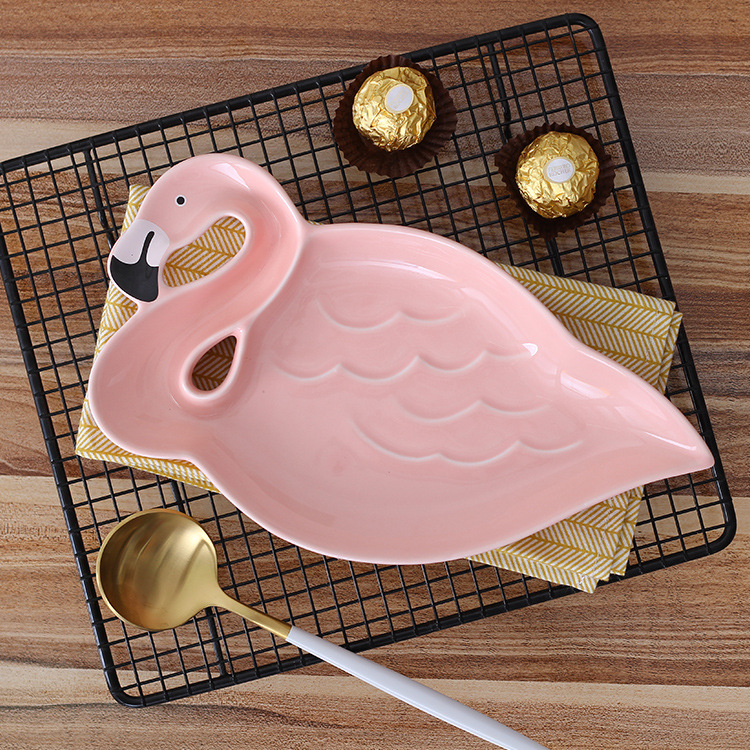 3D Pink Flamingo Ceramic Plate Dishes Bowl Snacks ... – Grandado