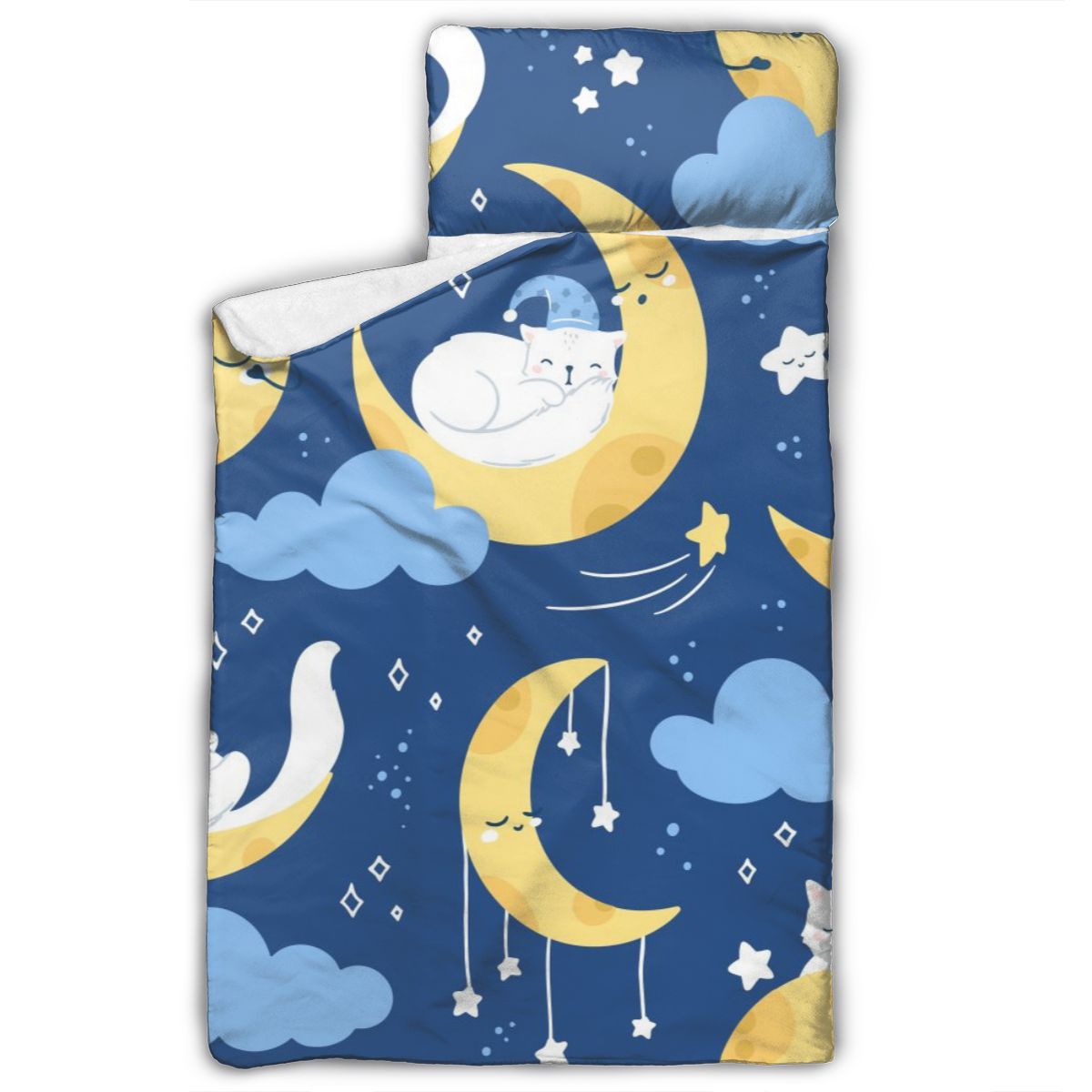 White Cat Sleeping On Starry Night Sky Nap Mat wit... – Grandado