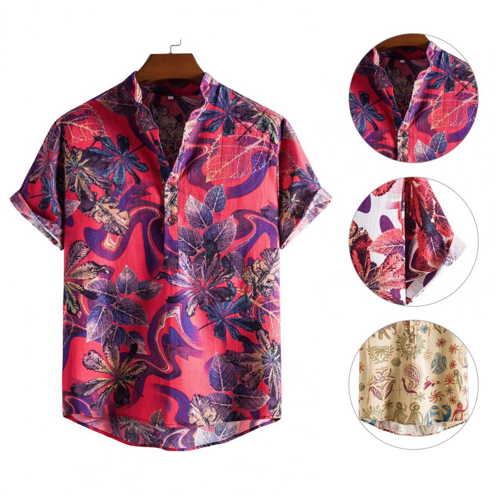Stand Collar Great Casual Men Top Colorful Summer ... – Grandado
